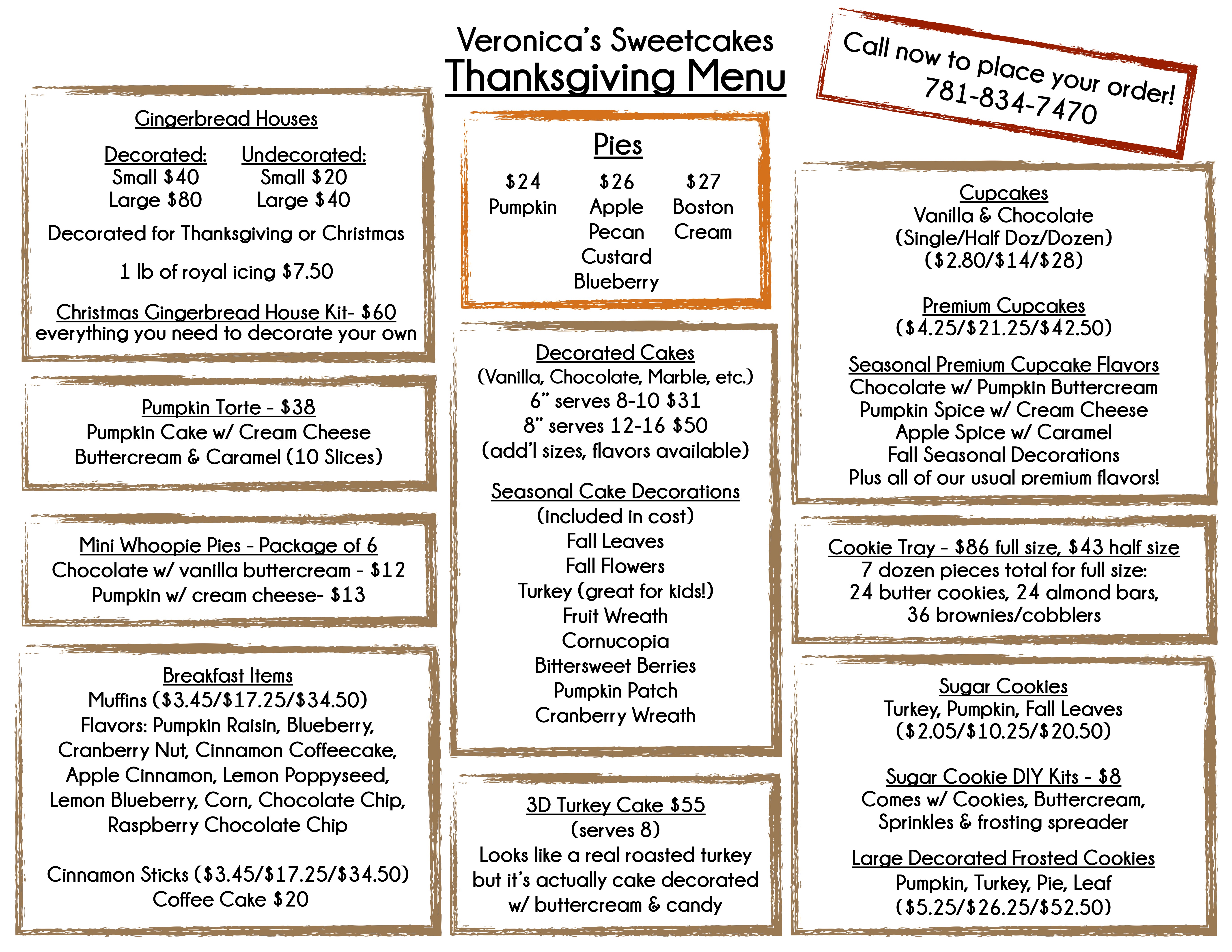 Veronica's Sweetcakes: Thanksgiving Menu 2022